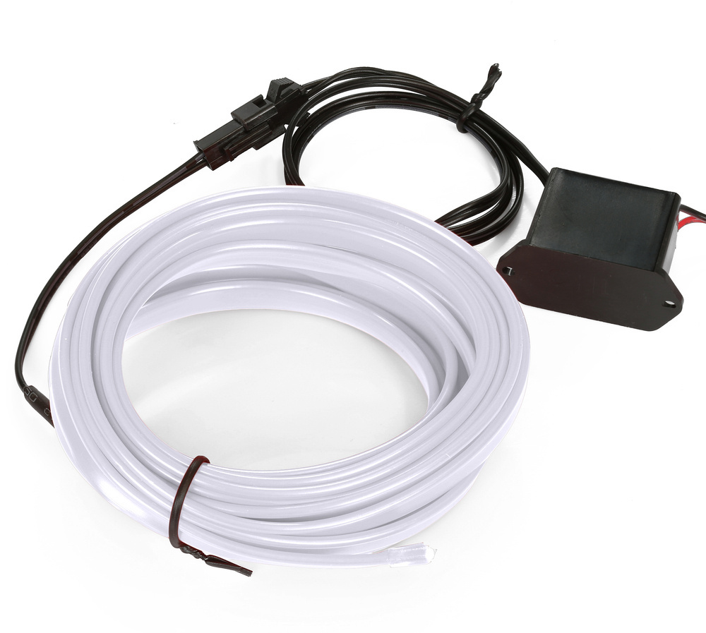 Zestaw El Wire Biały zimny 5M - Światłowód Ambient Light EL Wire z dołączonym inverterem 12V ...